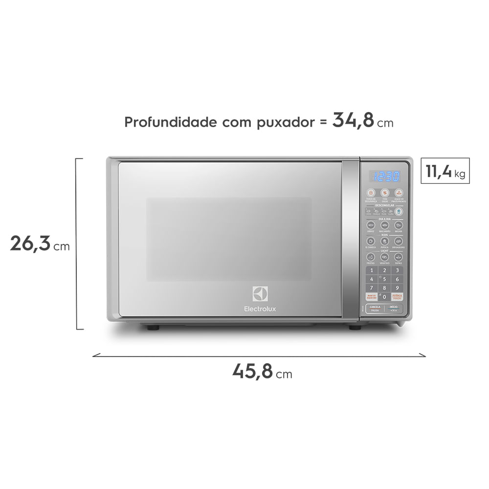 Microondas 20 Litros Inox Tira Odor MT30S Espelhado - Electrolux