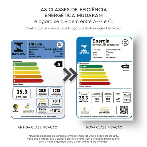 GELADEIRA/REFRIGERADOR IF55 INVERTER TOP FREEZER 431L BRANCO - Electrolux